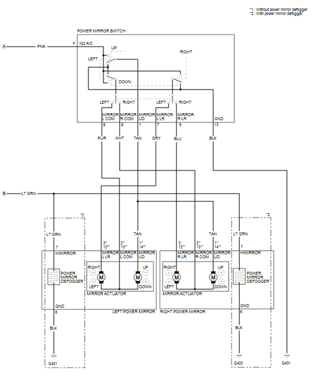 Honda HR-V - Circuit Diagram - Mirrors
