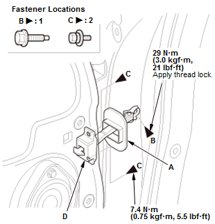 Honda HR-V - Rear Door Checker Removal and Installation - Doors
