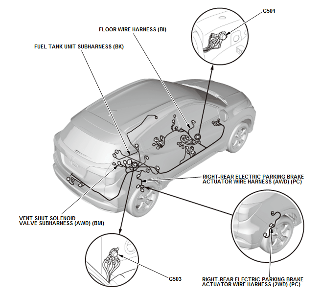 Honda HR-V - Connector and Harness Locations - Electrical System